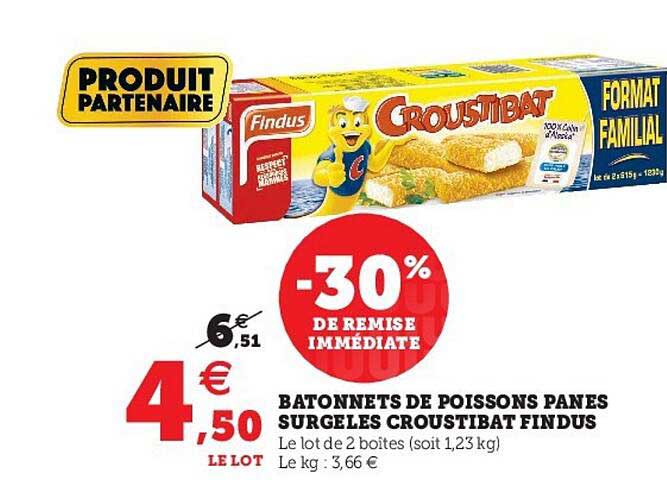 Promo Bâtonnets De Poissons Panés Surgelés Croustibat Findus chez U ...