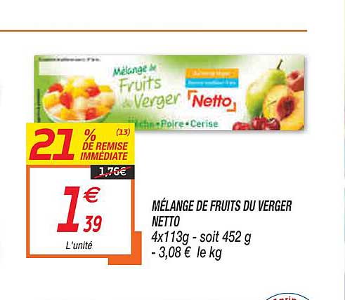 Promo Mélange De Fruits Du Verger Netto chez Netto - iCatalogue.fr