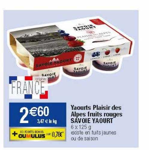 Promo Yaourts Plaisir Des Alpes Fruits Rouges Savoie Yaourt chez Migros ...