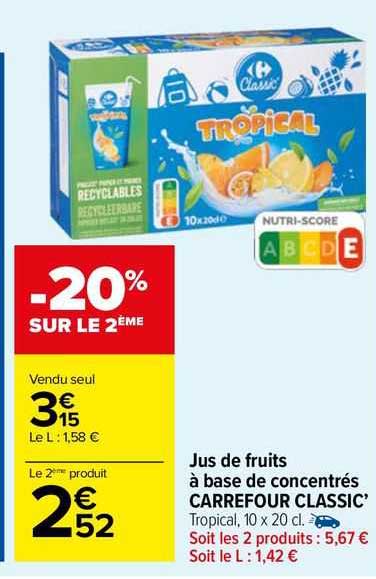 Promo Jus De Fruits à Base De Concentrés Carrefour Classic' chez ...