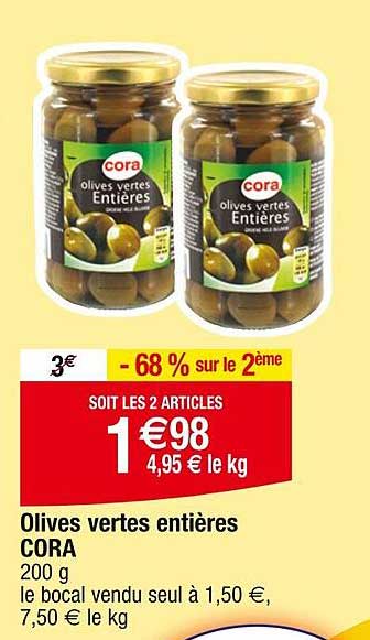 Promo Olives Vertes Entières Cora chez Cora - iCatalogue.fr