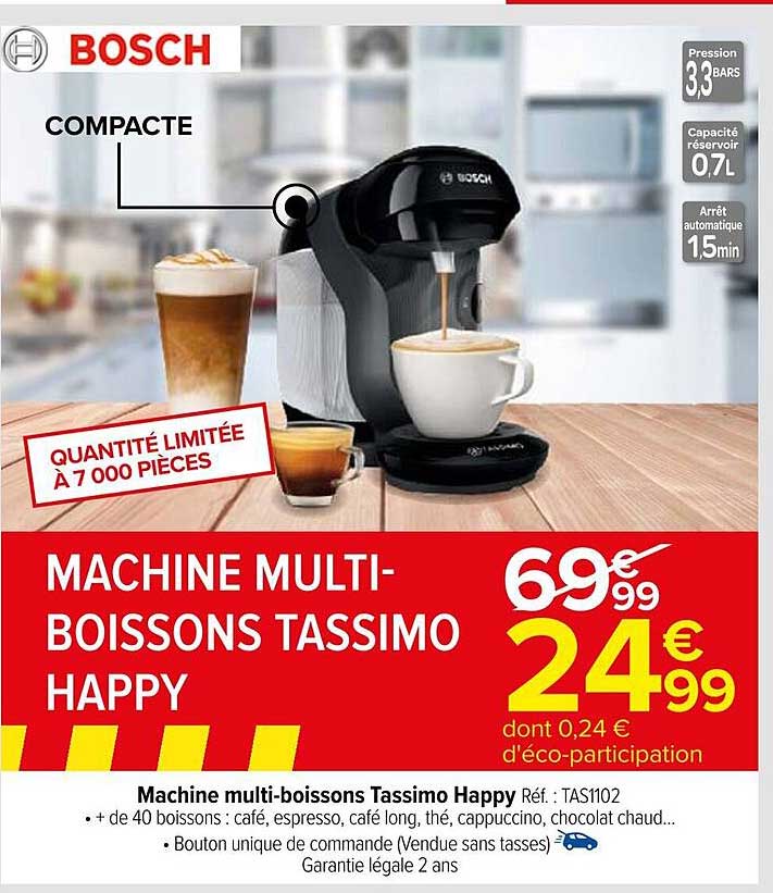 Promo Machine Multi-boissons Tassimo Happy chez Carrefour - iCatalogue.fr