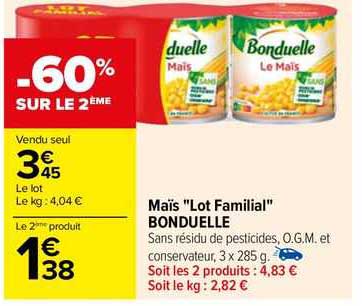 Promo Maïs "lot Familial" Bonduelle chez Carrefour - iCatalogue.fr
