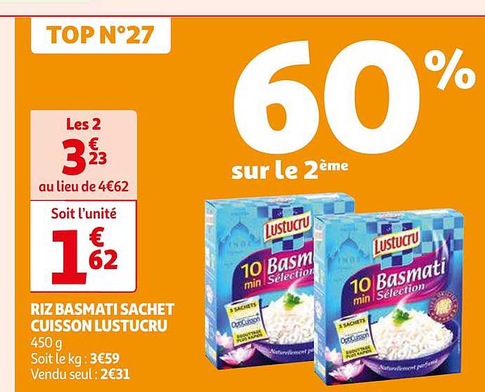 Promo Riz Basmati Sachet Cuisson Lustucru chez Auchan - iCatalogue.fr