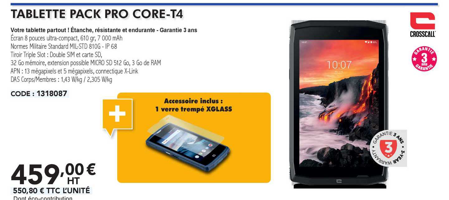 Offre Crosscall Tablette Pack Pro Core-t4 chez Doras