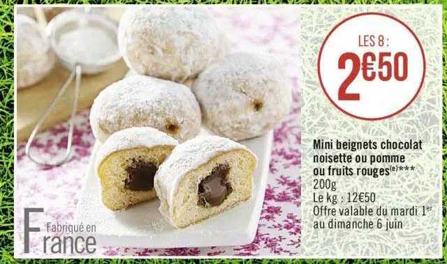 Promo Mini Beignets Chocolat Noisette Ou Pomme Ou Fruits Rouges chez ...
