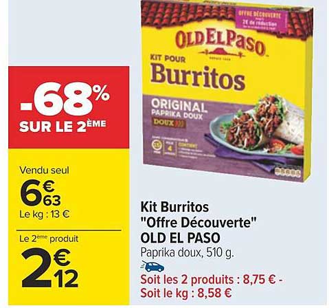 Promo Kit Burritos "offre Découverte" Old El Paso chez Carrefour