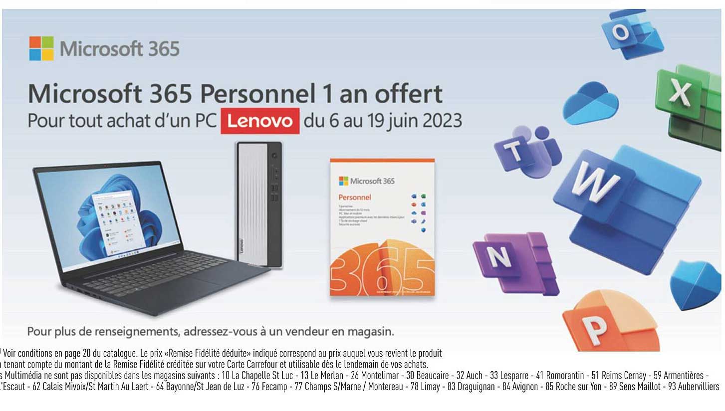 Promo Microsoft 365 Personnel 1 An Offert chez Carrefour - iCatalogue.fr