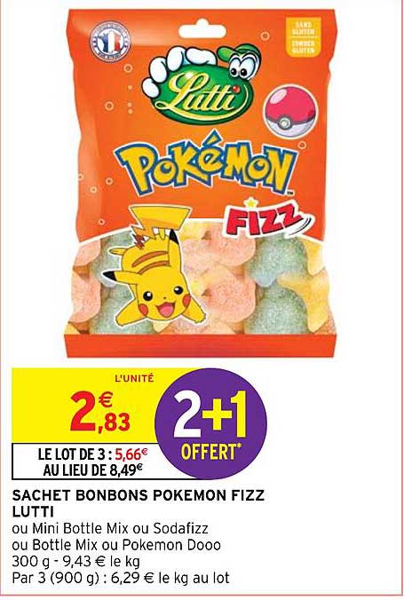 Promo Sachet Bonbons Pokémon Fizz Lutti chez Intermarché Hyper ...
