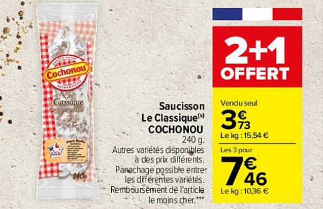 Promo Saucisson Le Classique Cochonou chez Carrefour - iCatalogue.fr
