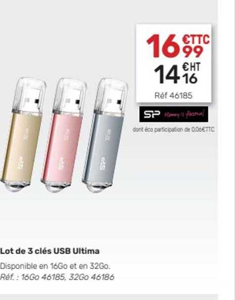 Promo Lot De 3 Clés Usb Ultima chez Office Depot - iCatalogue.fr