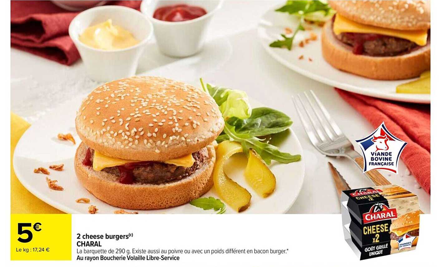Promo 2 Cheese Burgers Charal chez Carrefour - iCatalogue.fr