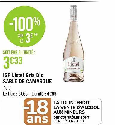 Promo Igp Listel Gris Bio Sable De Camargue chez Géant Casino ...