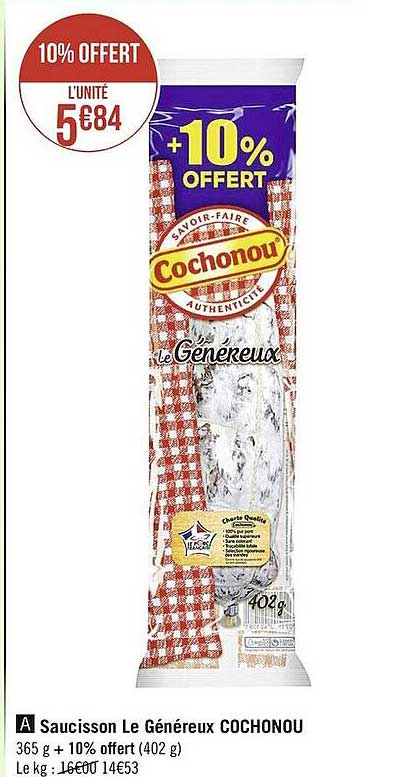 Promo Saucisson Le Généreux Cochonou chez Casino Supermarchés ...