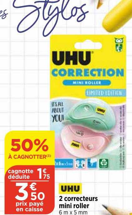 Promo 2 Correcteurs Mini Roller Uhu chez Bi1 - iCatalogue.fr