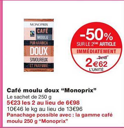 Promo Café Moulu Doux "monoprix" chez Monoprix - iCatalogue.fr