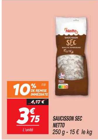 Promo Saucisson Sec Netto chez Netto - iCatalogue.fr