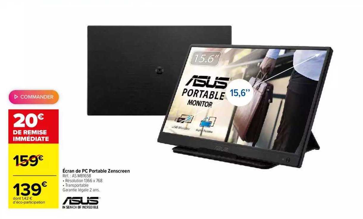 Promo écran De Pc Portable Zenscreen chez Carrefour - iCatalogue.fr