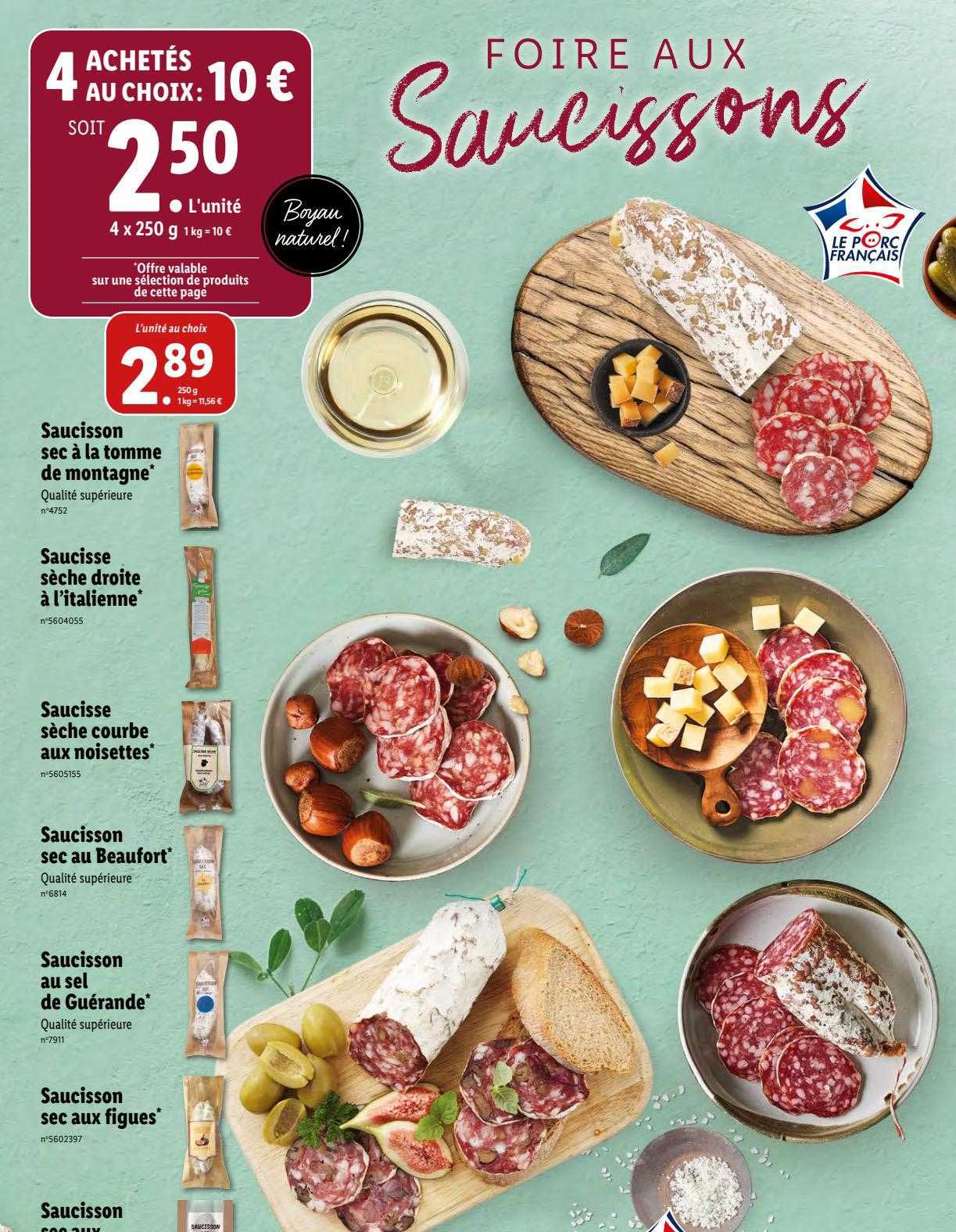 Promo Saucisson Sec à La Tomme De Montagne, Saucisse Sèche Droite à L'italienne, Saucisse Sèche ...