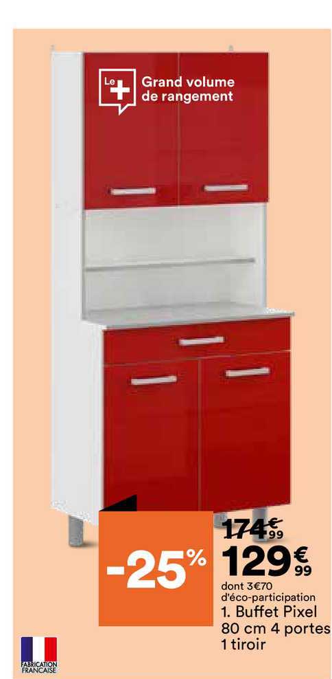 Promo Buffet Pixel 80 Cm 4 Portes 1 Tiroir chez BUT - iCatalogue.fr