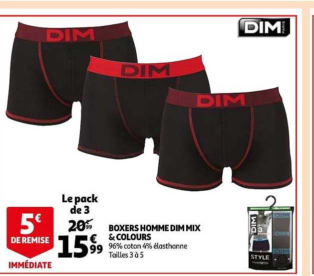 Promo Boxers Homme Dim Mix & Colours chez Auchan - iCatalogue.fr