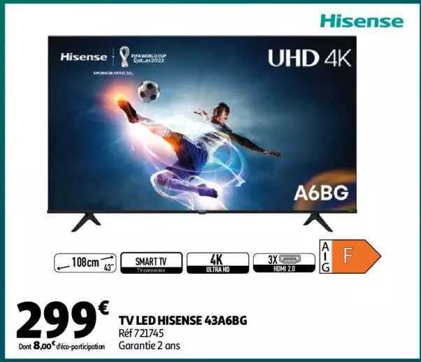 Promo Tv Led Hisense 43a6bg chez Auchan - iCatalogue.fr