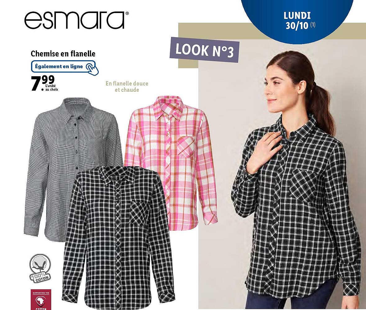 Promo Chemise En Flanelle Esmara chez Lidl - iCatalogue.fr