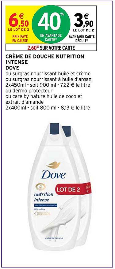 Promo Crème De Douche Nutrition Intense Dove chez Intermarché Hyper ...