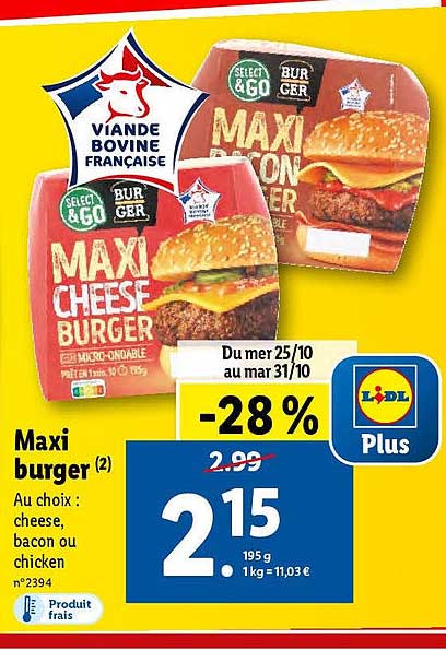 Promo Maxi Burger chez Lidl - iCatalogue.fr