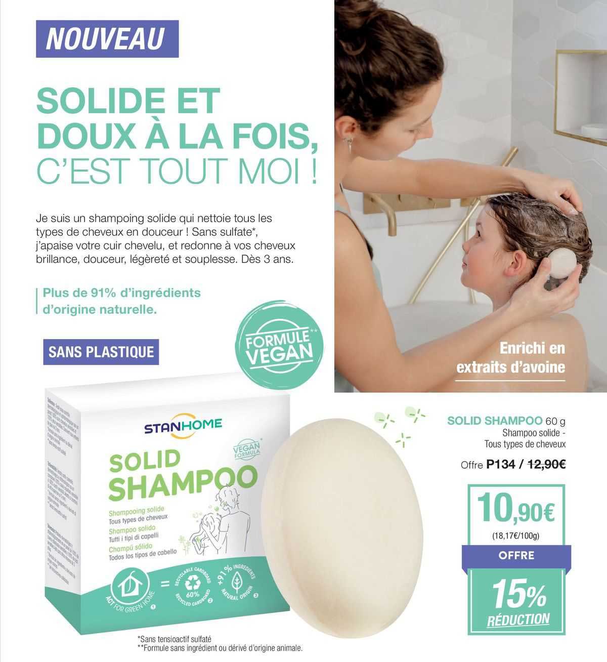 Promo Solid Shampoo Shampoo Solide Tous Types De Cheveux chez Stanhome ...