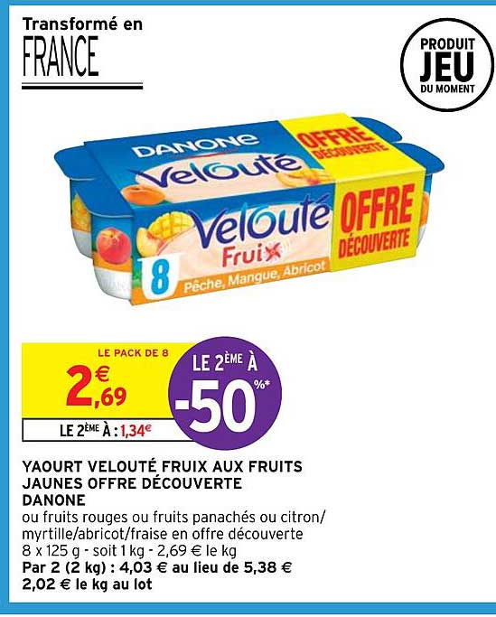Promo Yaourt Velouté Fruix Aux Fruits Jaunes Offre Découverte Danone ...