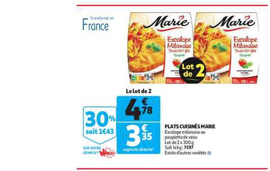 Promo Plats Cuisinés Marie chez Auchan Direct - iCatalogue.fr