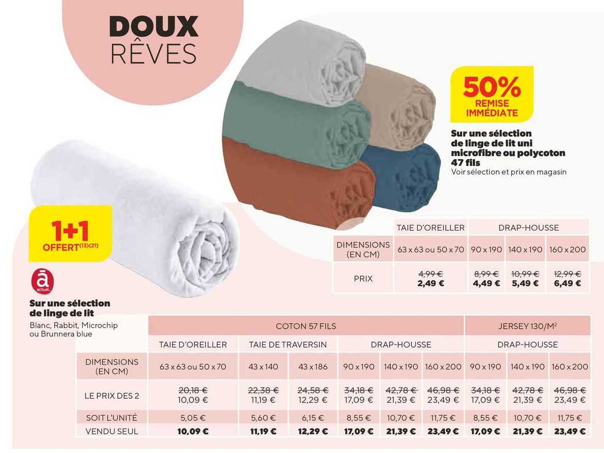 Promo Sélection De Linge De Lit, Sélection De Linge De Lit Uni ...