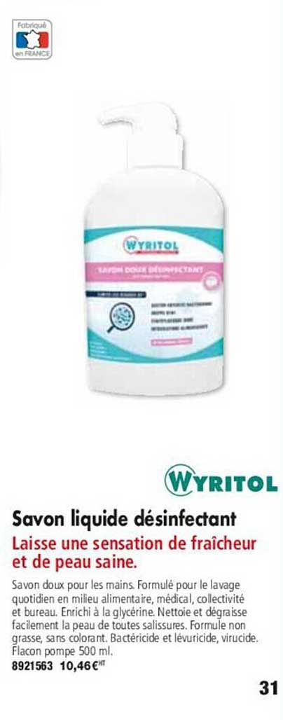 Promo Savon Liquide Désinfectant Wyritol chez Plein ciel - iCatalogue.fr