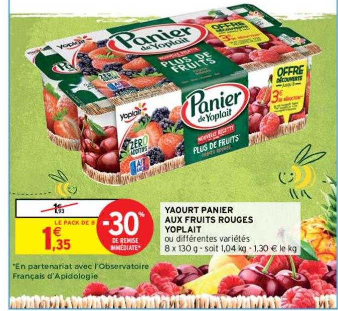 Offre Yaourt Panier Aux Fruits Rouges Yoplait chez Intermarche Hyper