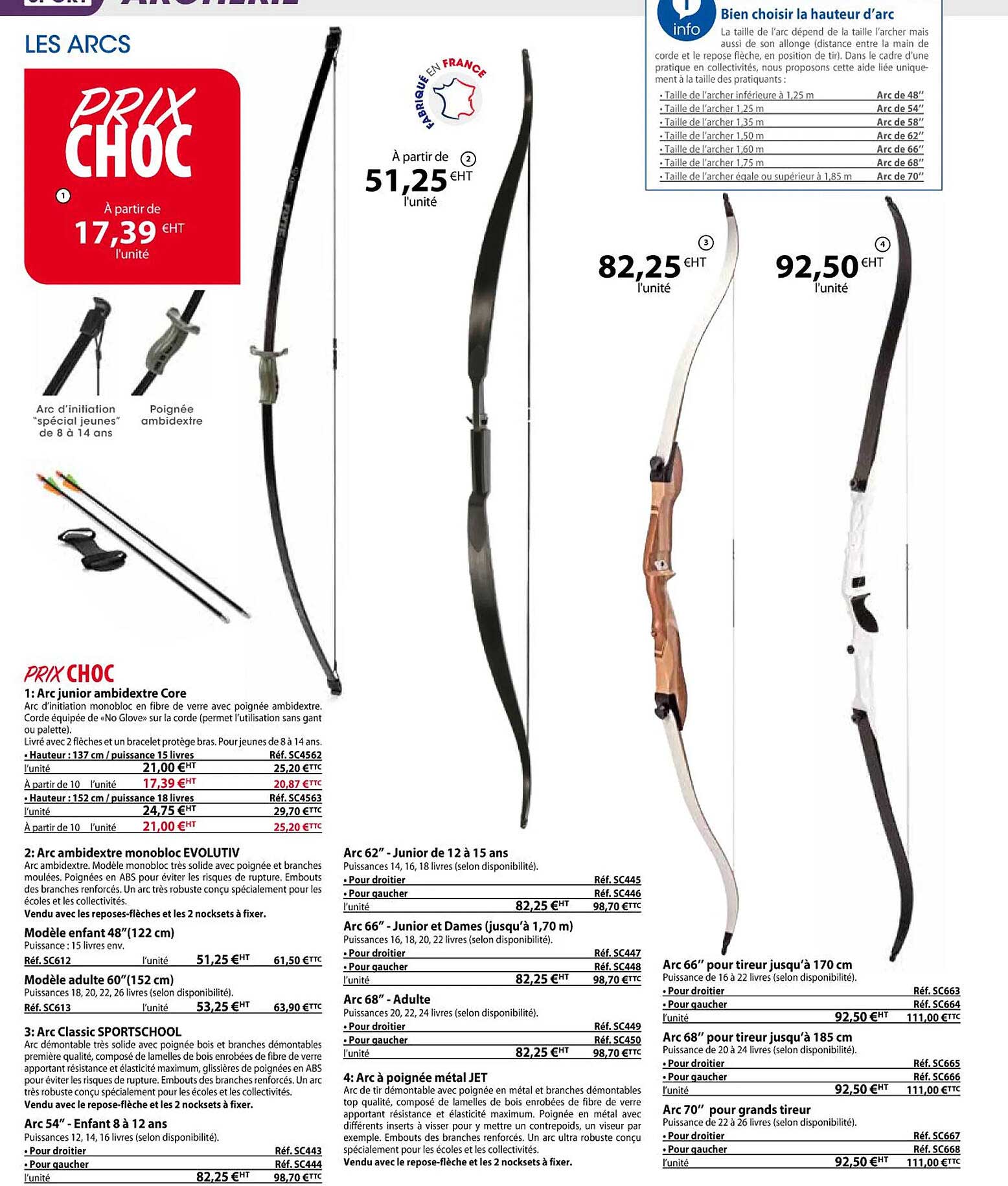 Promo Arc Junior Ambidextre Core, Arc Ambidextre Monobloc Evolutiv, Arc ...