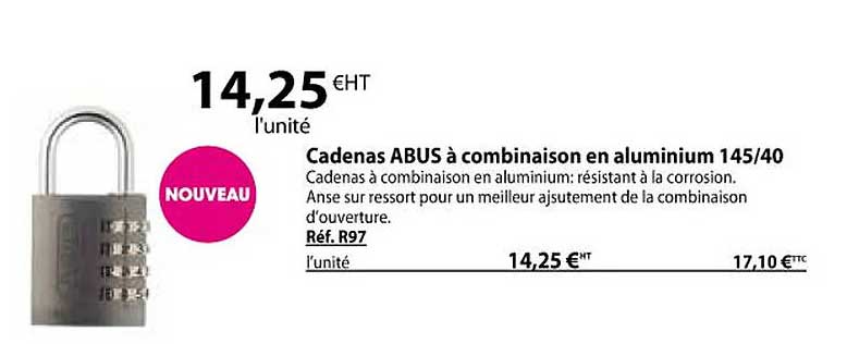 Promo Cadenas Abus à Combinaison En Aluminium 145-40 chez Casal Sport - iCatalogue.fr