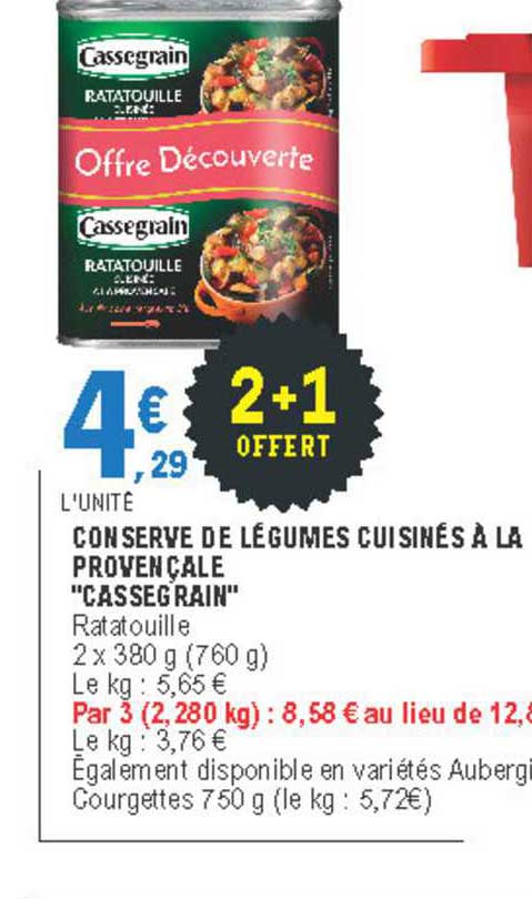 Promo Conserve De Légumes Cuisinés à La Provençale "cassegrain" chez E ...