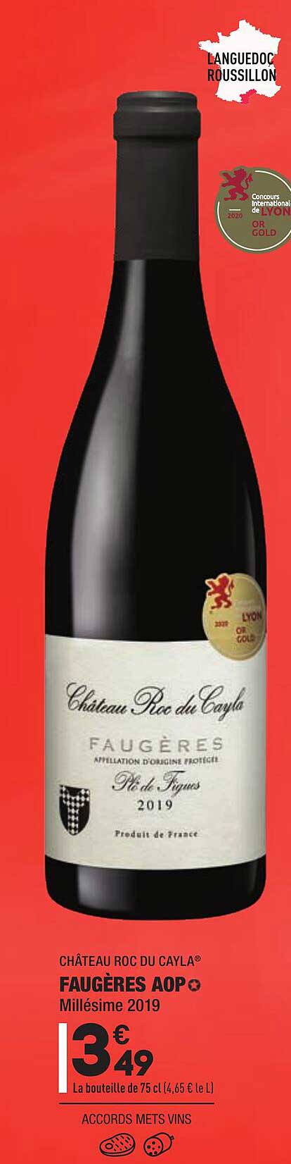 Promo Faugères Aop Château Roc Du Cayla chez Aldi - iCatalogue.fr