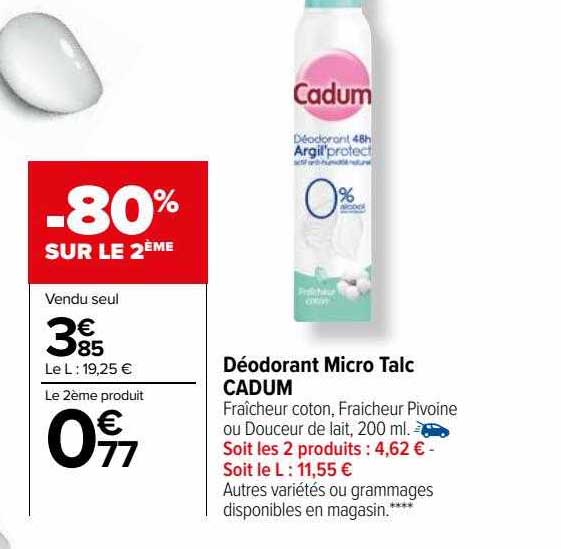 Promo Déodorant Micro Talc Cadum chez Carrefour - iCatalogue.fr