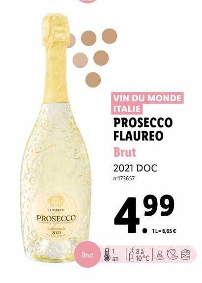 Promo Prosecco Flaureo Brut 2021 Doc chez Lidl - iCatalogue.fr