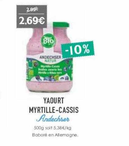 Offre Yaourt Myrtille-cassis Andechser chez Naturalia
