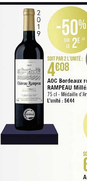Promo Aoc Bordeaux Rouge Chhâteau Rampeau Millésimé chez Casino ...