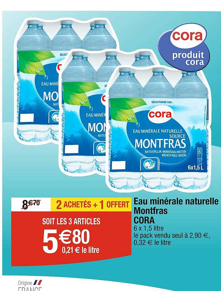 Promo Eau Minérale Naturelle Montfras Cora chez Cora - iCatalogue.fr