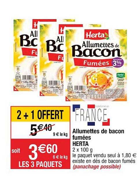 Offre Allumettes De Bacon Fumées Herta chez Geant Casino