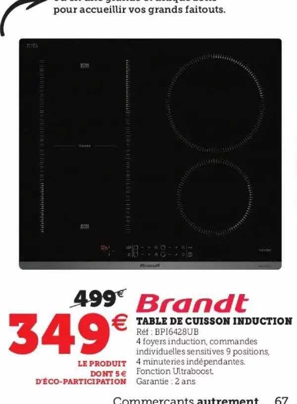 Promo Table De Cuisson Induction Brandt chez Hyper U - iCatalogue.fr