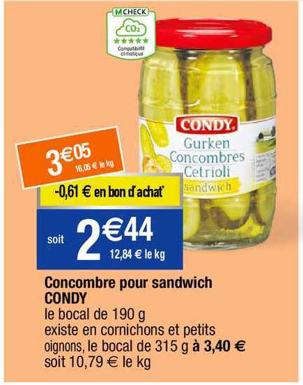 Promo Concombre Pour Sandwich Condy chez Migros France - iCatalogue.fr