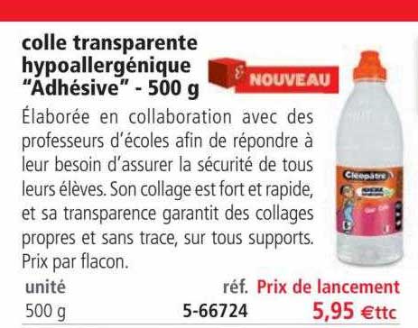 Promo Colle Transparente Hypoallergénique "adhésive" - 500 G chez Le ...