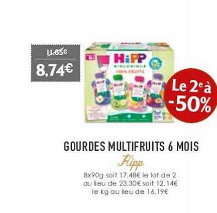 Promo Gourdes Multifruits 6 Mois Hipp chez Naturalia - iCatalogue.fr