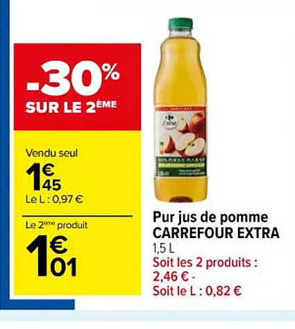 Promo Pur Jus De Pomme Carrefour Extra chez Carrefour Market ...